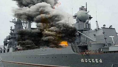 Moskva, the huge flagship of Russia's Black Sea fleet, has been sunk ...