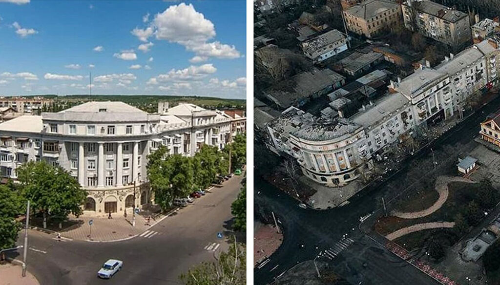 Russian troops destroy town of Bakhmut | Before-WAR-After.com