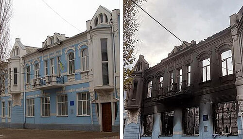 Russians destroy 19th century house in Bakhmut | Before-WAR-After.com